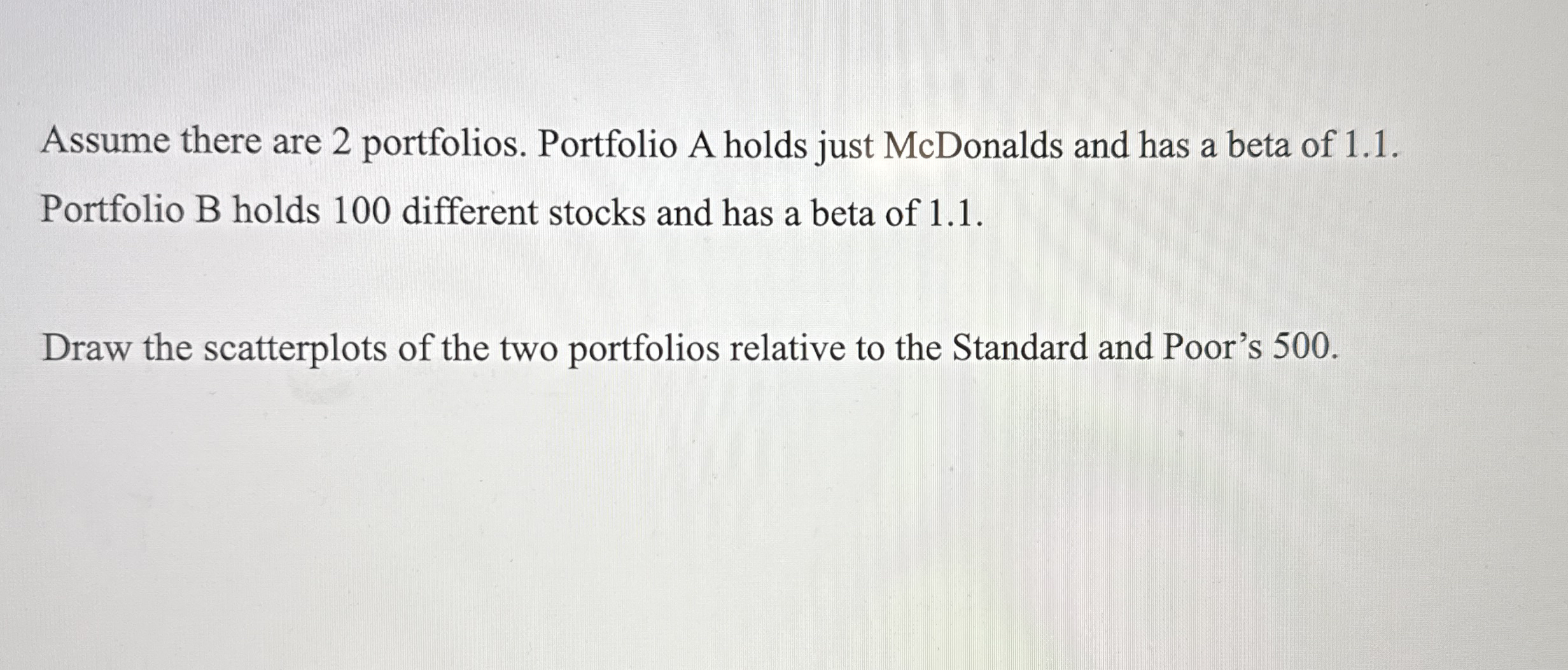 Solved Assume there are 2 ﻿portfolios. Portfolio A holds | Chegg.com