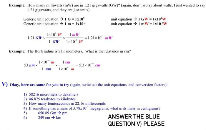 Solved Example: How many milliwatts (mW) are in 1.21 | Chegg.com