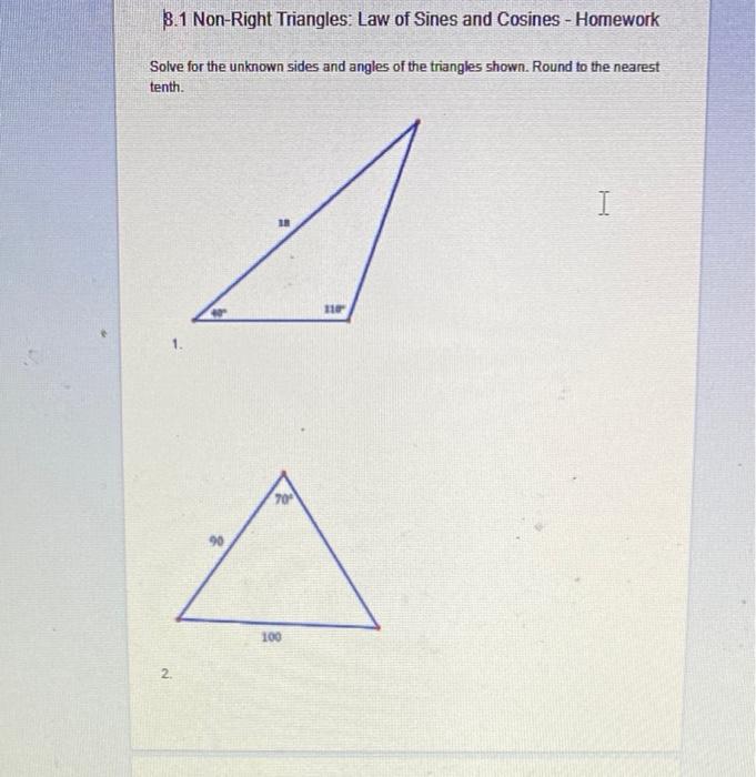 Solved 3.1 Non-Right Triangles: Law of Sines and Cosines - | Chegg.com