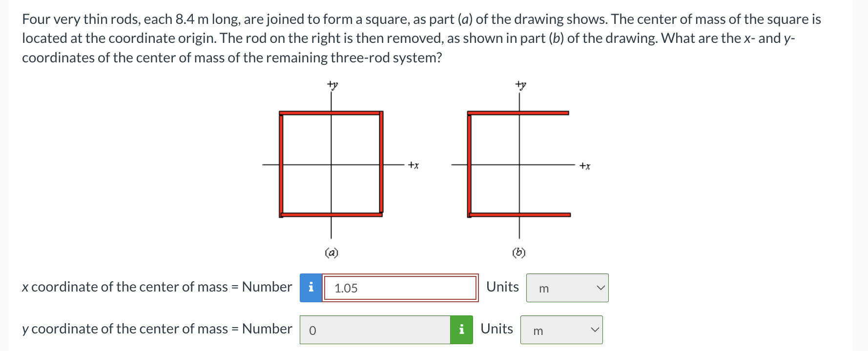 Solved Four very thin rods, each 8.4m ﻿long, are joined to | Chegg.com