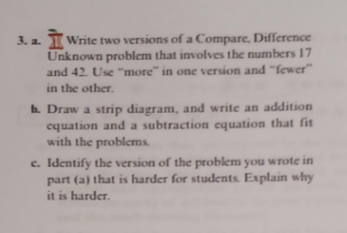 3. a. Write two versions of a Compare, Difference | Chegg.com