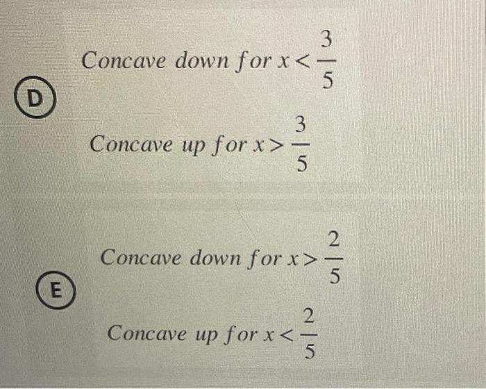 Solved Concave up for x 1 None of the | Chegg.com