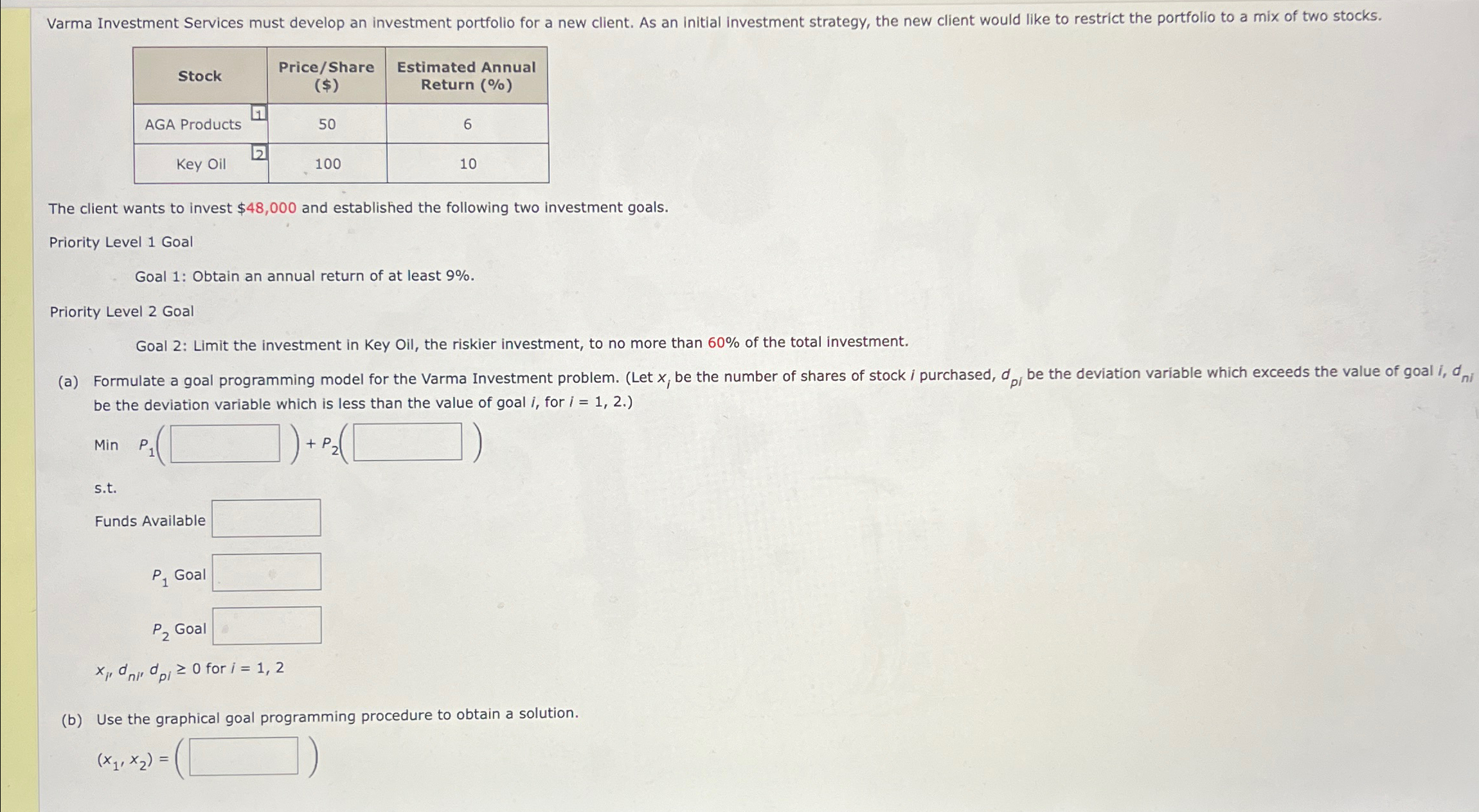 Solved Varma Investment Services must develop an investment | Chegg.com