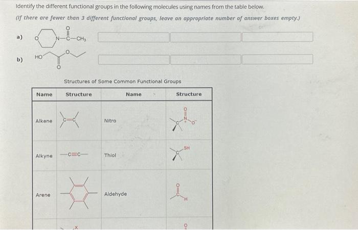 Solved Identify the different functional groups in the | Chegg.com