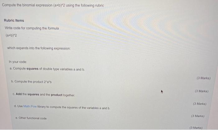Solved Compute the binomial expression (a+b)′2 using the | Chegg.com