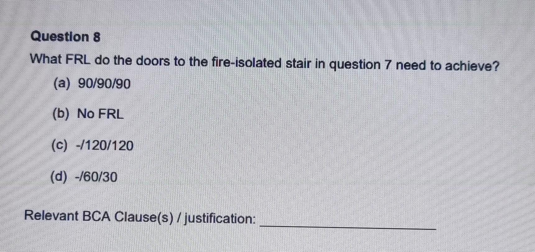 Solved What FRL do the doors to the fire-isolated stair in | Chegg.com