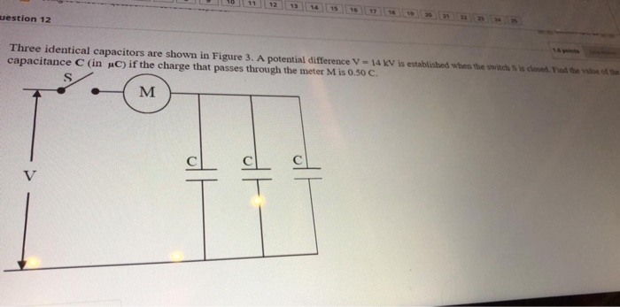 Solved suestion 12. Three identical capacitors are shown in | Chegg.com