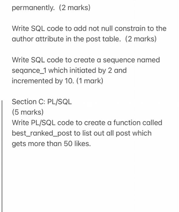 Section A Ddl Write A Ddl Code To Translate The 