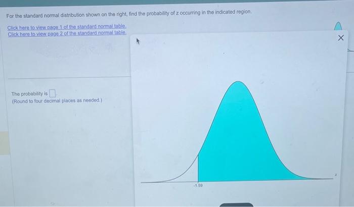 [Solved]: For the standard normal distribution shown on the