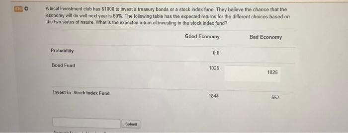 Solved A local investment club has $1000 to invest a | Chegg.com