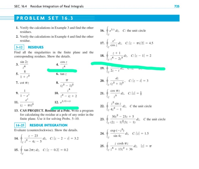 Solved SEC. 16.4 Residue Integration of Real Integrals 725 | Chegg.com
