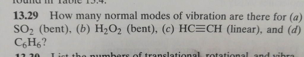 Solved 13.29 How many normal modes of vibration are there | Chegg.com