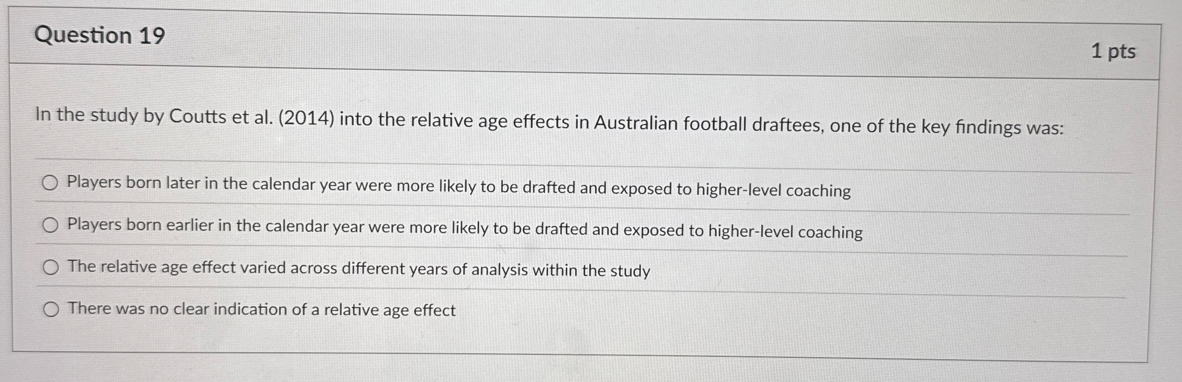 Solved Question 191 ﻿ptsIn the study by Coutts et al. (2014) | Chegg.com