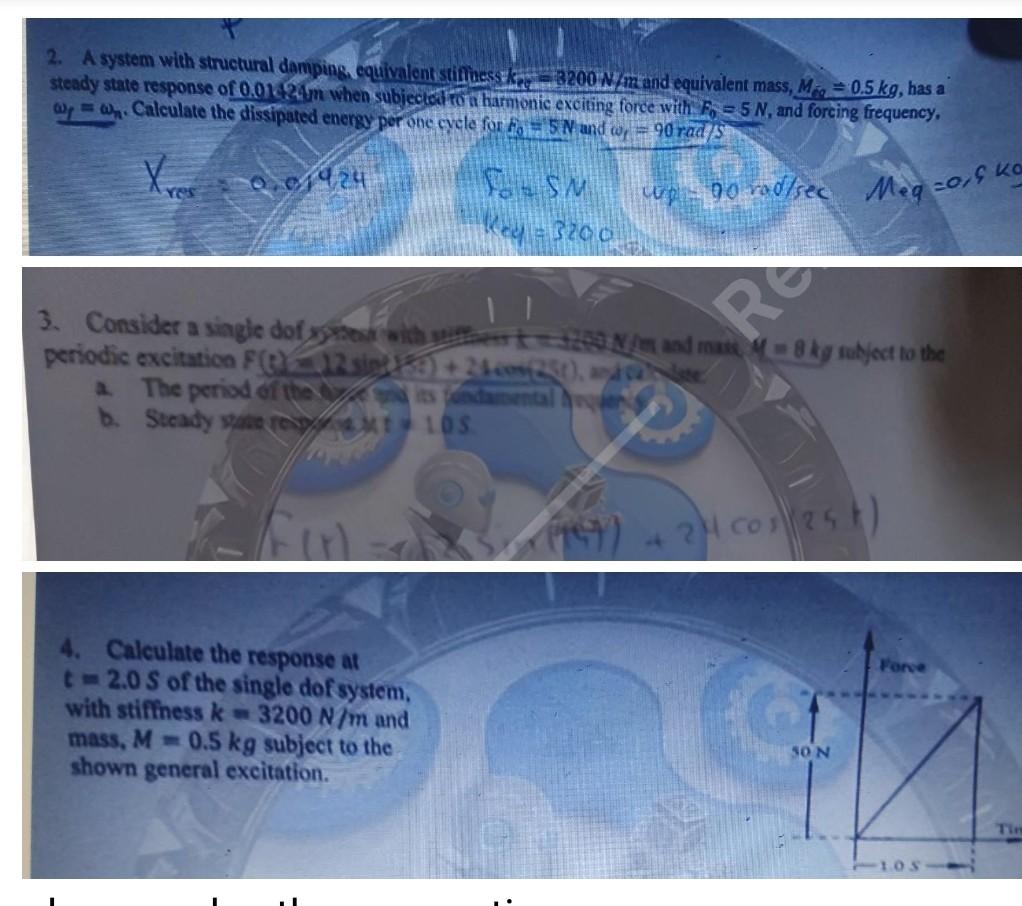 Solved 2. A system with structural damping, equivalent | Chegg.com