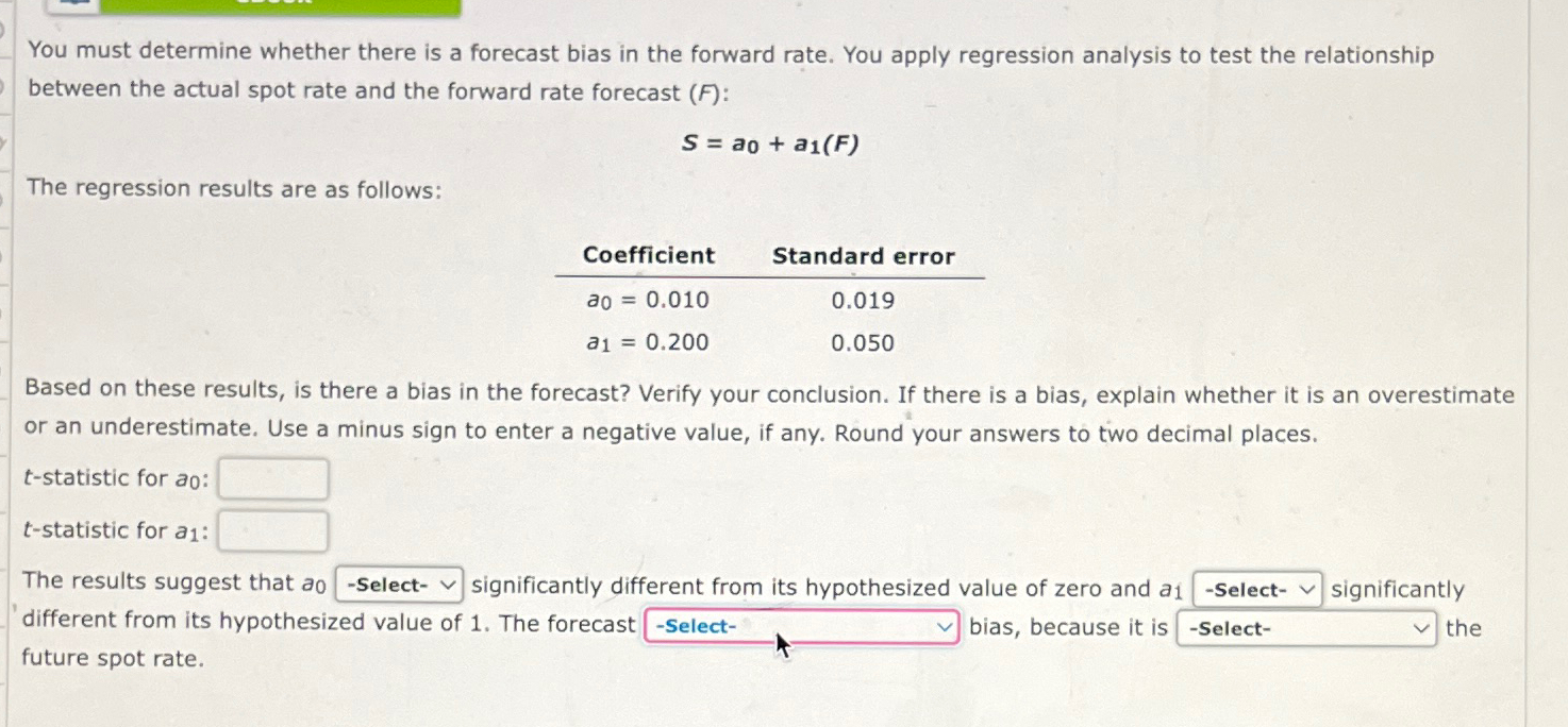 Solved You must determine whether there is a forecast bias | Chegg.com