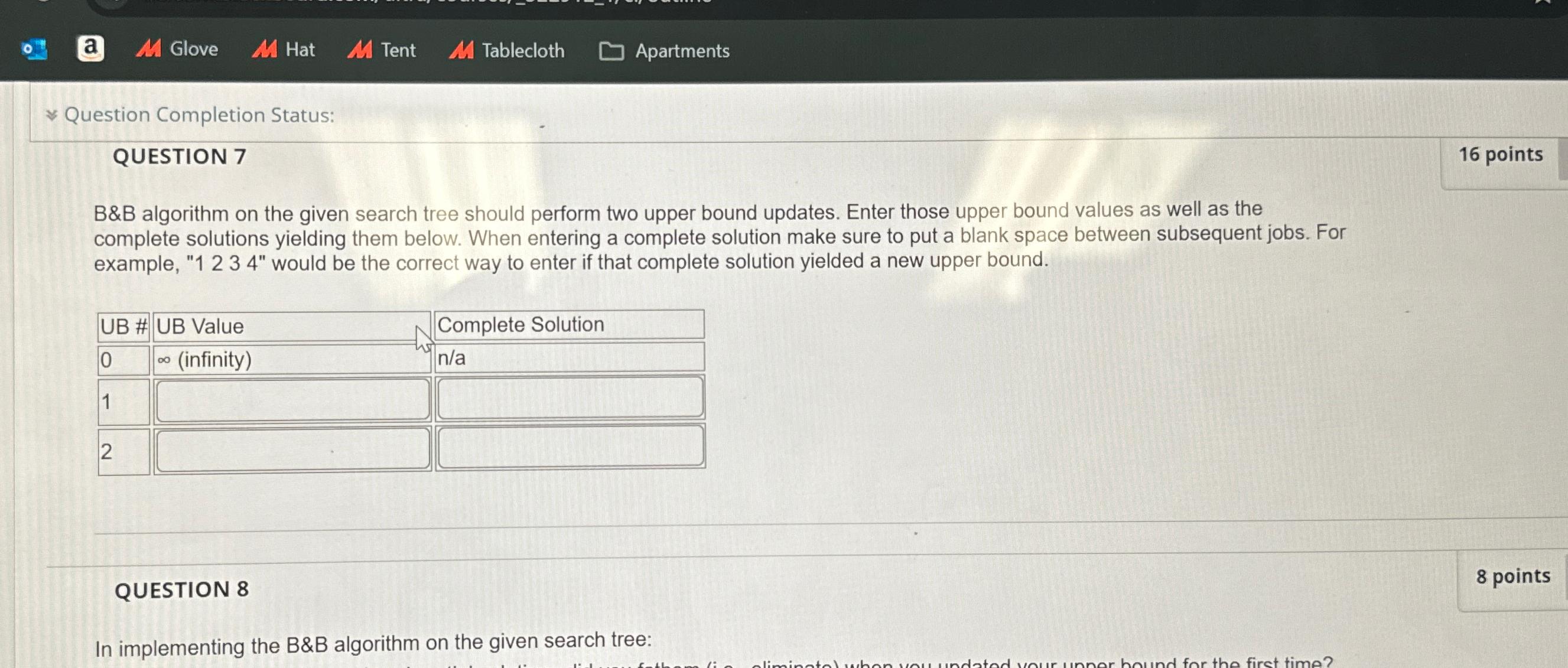 Solved ~~ Question Completion Status:QUESTION 716 ﻿pointsB&B | Chegg.com