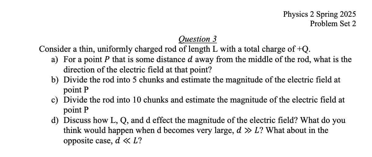 Solved Question 3Consider a thin, uniformly charged rod of | Chegg.com