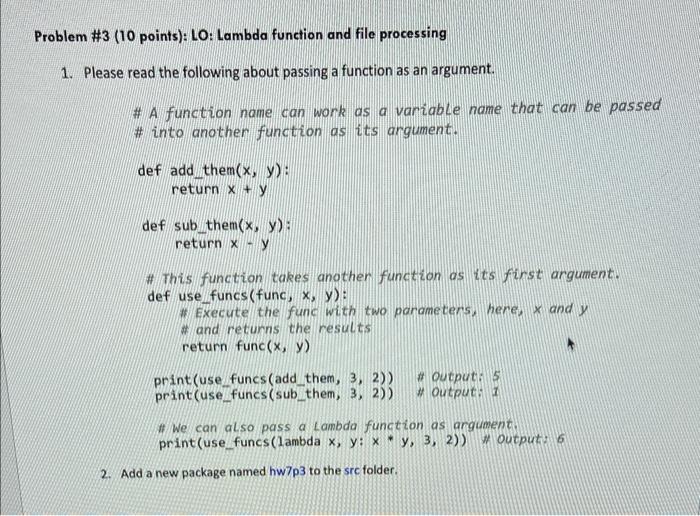 Solved olem \#3 (10 points): LO: Lambda function and file | Chegg.com