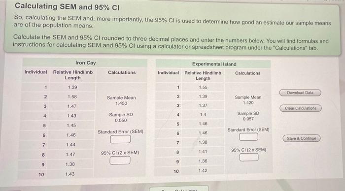 Solved Calculating SEM and 95% CI So, calculating the SEM | Chegg.com