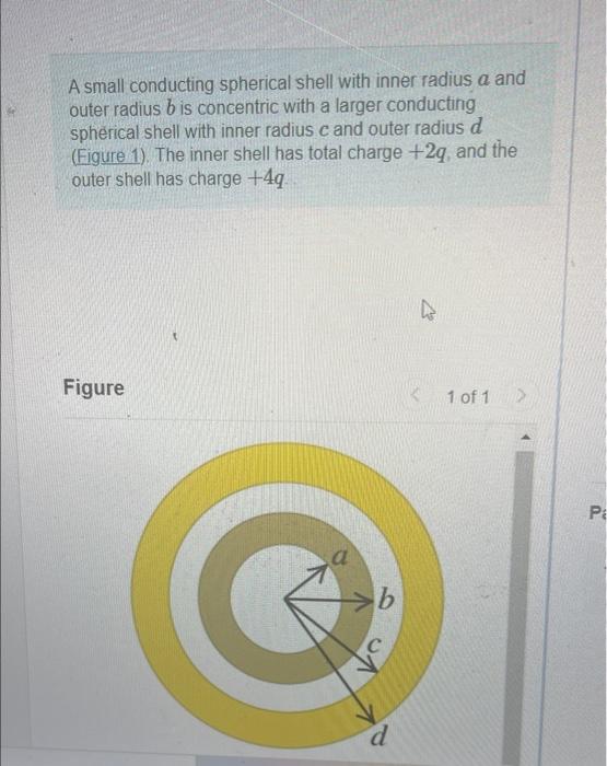 Solved A small conducting spherical shell with inner radius | Chegg.com