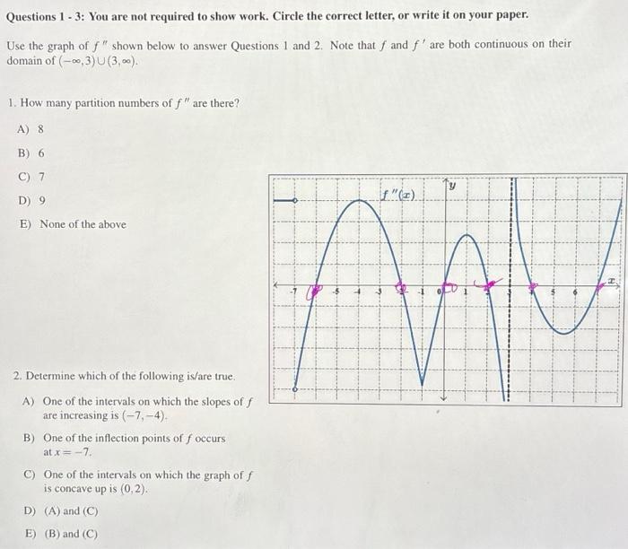 Solved Questions 1-3: You are not required to show work. | Chegg.com