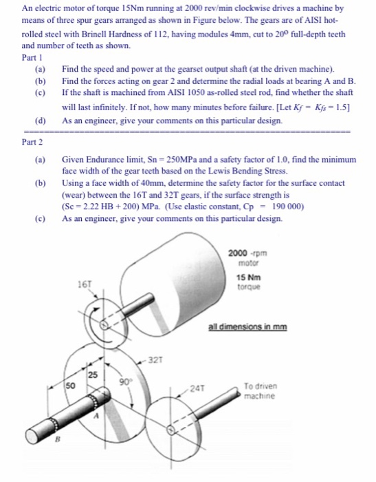 Solved An electric motor of torque 15Nm running at 2000 | Chegg.com