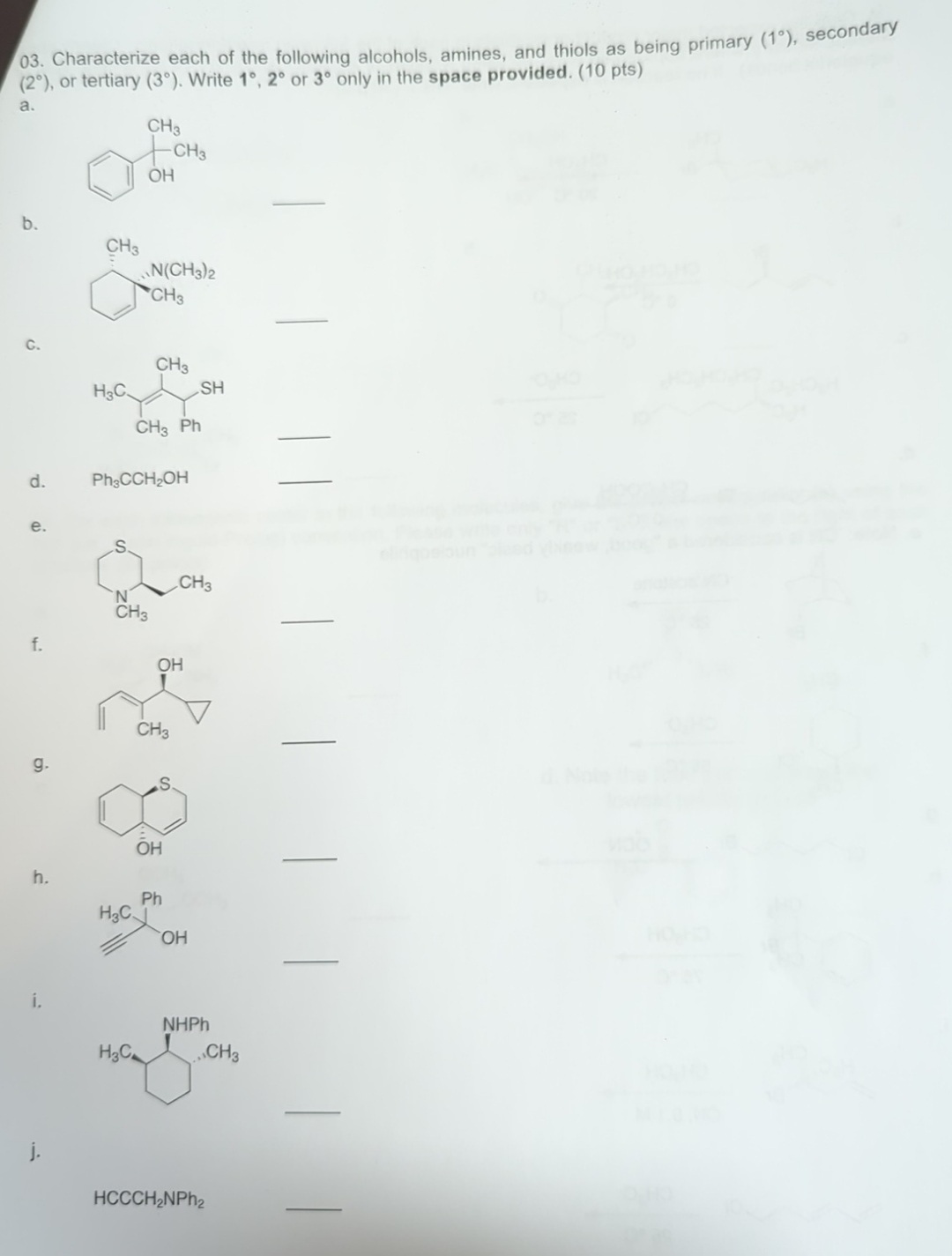 Solved Characterize each of the following alcohols, amines, | Chegg.com