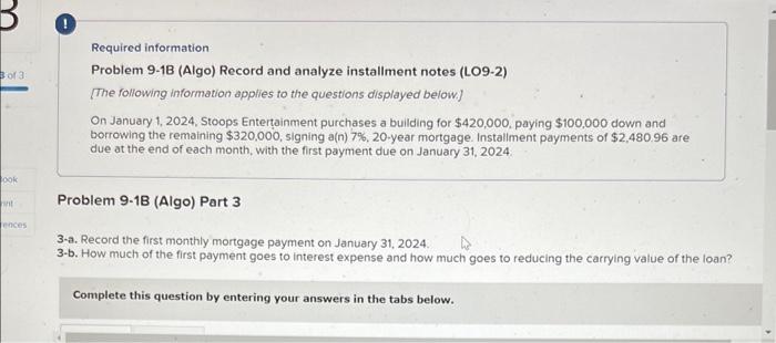 Solved Required information Problem 9-1B (Algo) Record and | Chegg.com