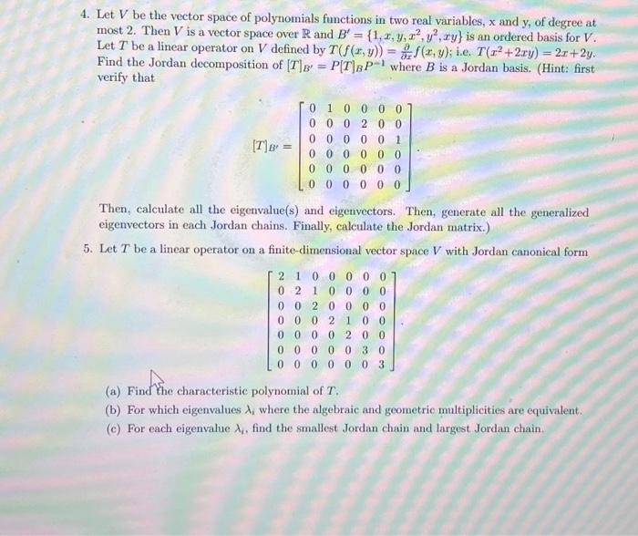 Solved 4. Let V be the vector space of polynomials functions | Chegg.com