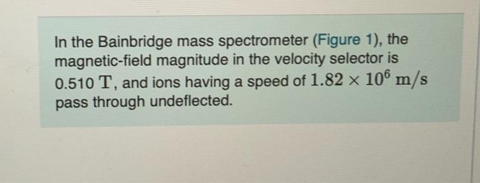 Solved In the Bainbridge mass spectrometer (Figure 1), the | Chegg.com