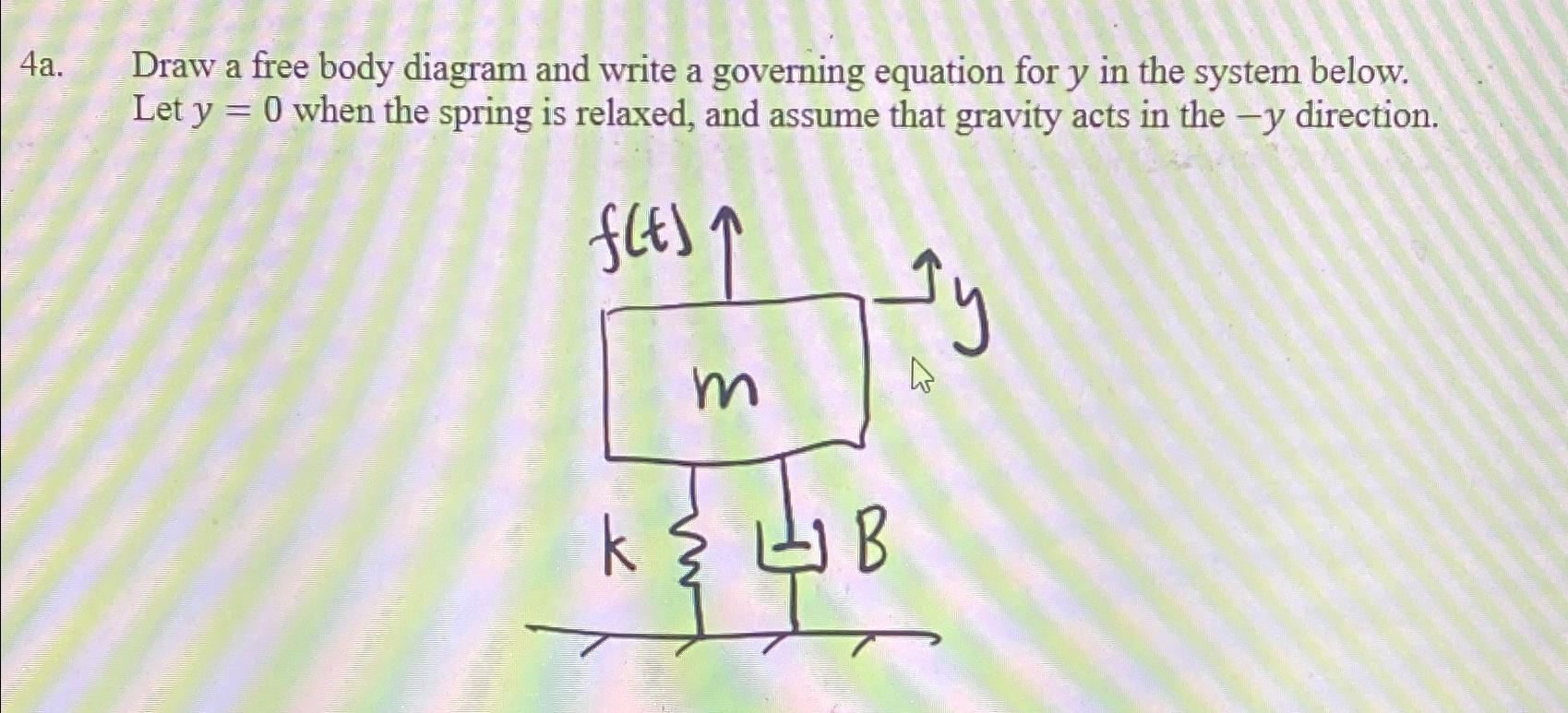 Solved 4a. Draw a free body diagram and write a governing | Chegg.com