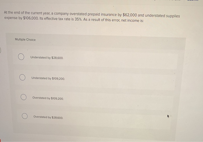 Solved At the end of the current year, a company overstated | Chegg.com