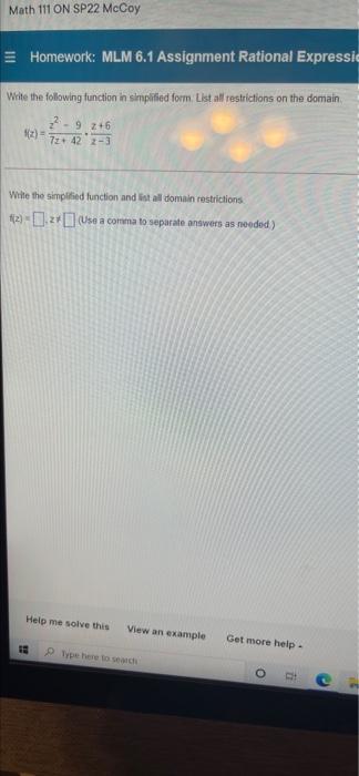 Solved Math 111 ON SP22 McCoy Homework: MLM 6.1 Assignment | Chegg.com