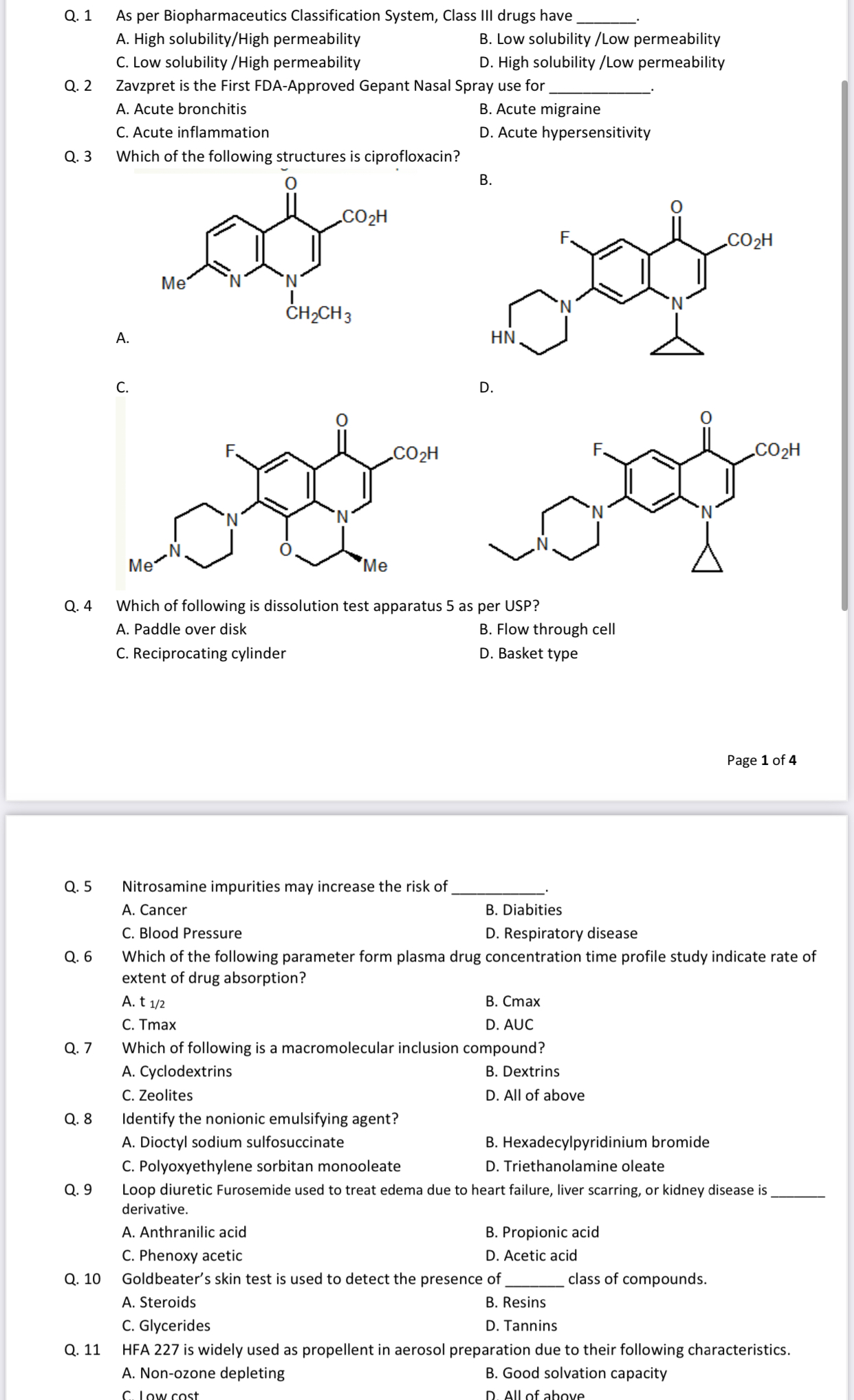 Solved Q. 1 ﻿As per Biopharmaceutics Classification System, | Chegg.com