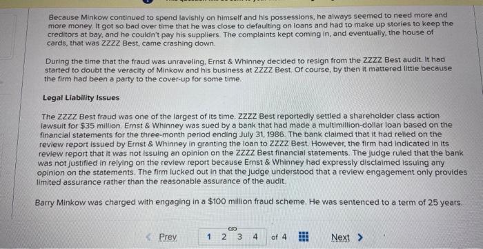 The story of ZZZZ Best is one of greed and | Chegg.com