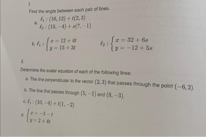 Solved Find the angle between each pair of lines. a. | Chegg.com