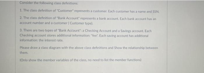 Solved Consider the following class definitions: 1. The | Chegg.com