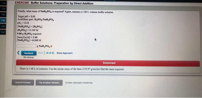 Solved EXERCISE Buffer Solutions: Preparation by Direct | Chegg.com
