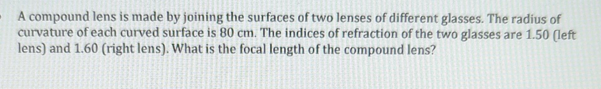 Solved A compound lens is made by joining the surfaces of | Chegg.com