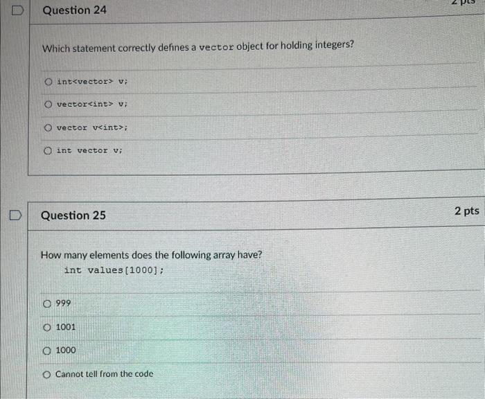Solved Which statement correctly defines a vector object for | Chegg.com Solved Which statement correctly defines a vector object for | Chegg.com