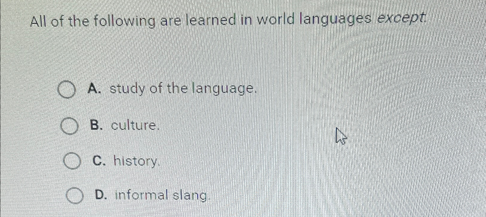 Solved All of the following are learned in world languages | Chegg.com