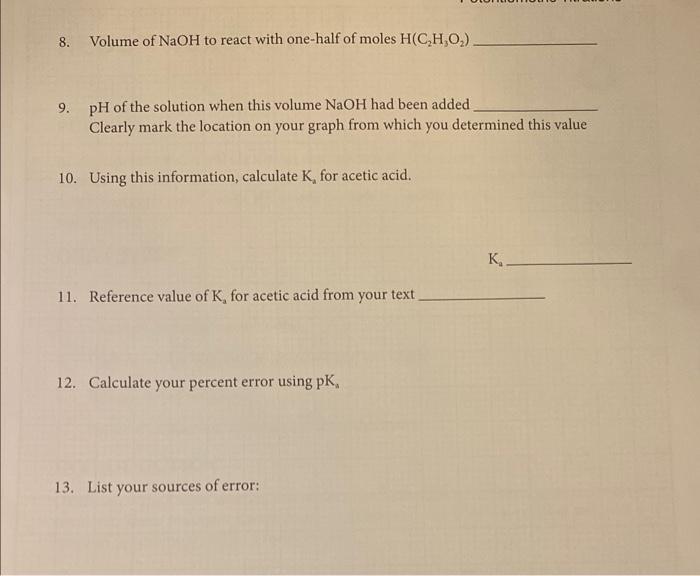 Solved Titration of Acetic Acid, H(C2H3O2), and NaOH Volume | Chegg.com