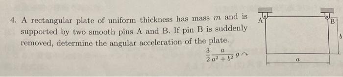 Solved 4. A rectangular plate of uniform thickness has mass | Chegg.com