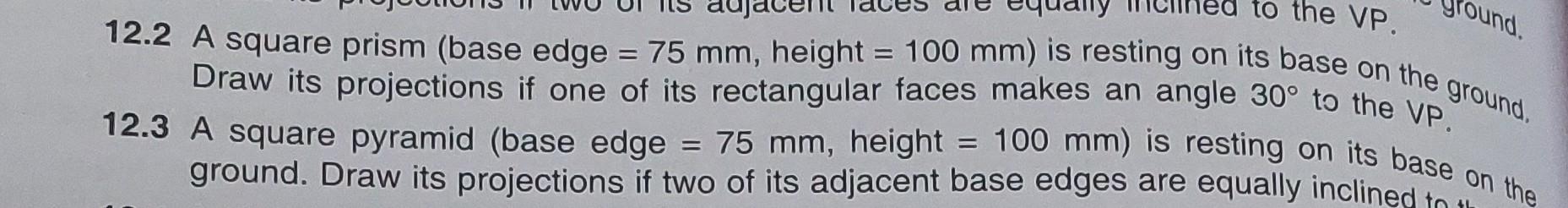 Solved 12.2 A square prism (base edge =75 mm, height =100 mm | Chegg.com