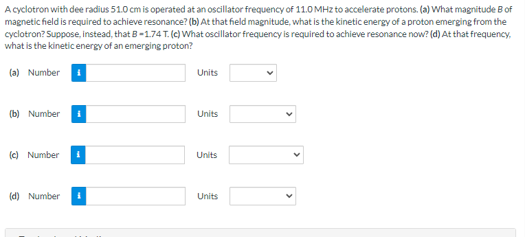 Solved A cyclotron with dee radius 51.0cm ﻿is operated at an | Chegg.com