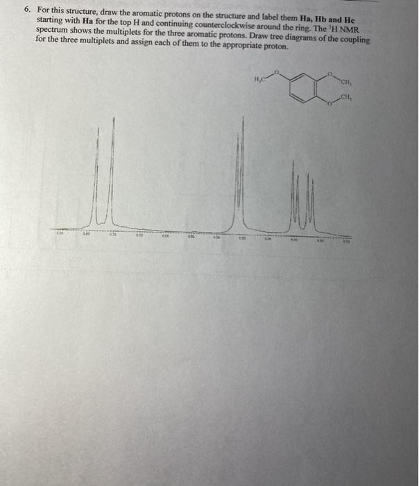 Solved 6. For this structure, draw the aromatic protons on | Chegg.com