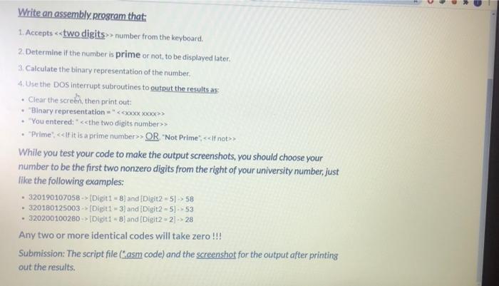 Solved . Write an assembly program that 1. Accepts