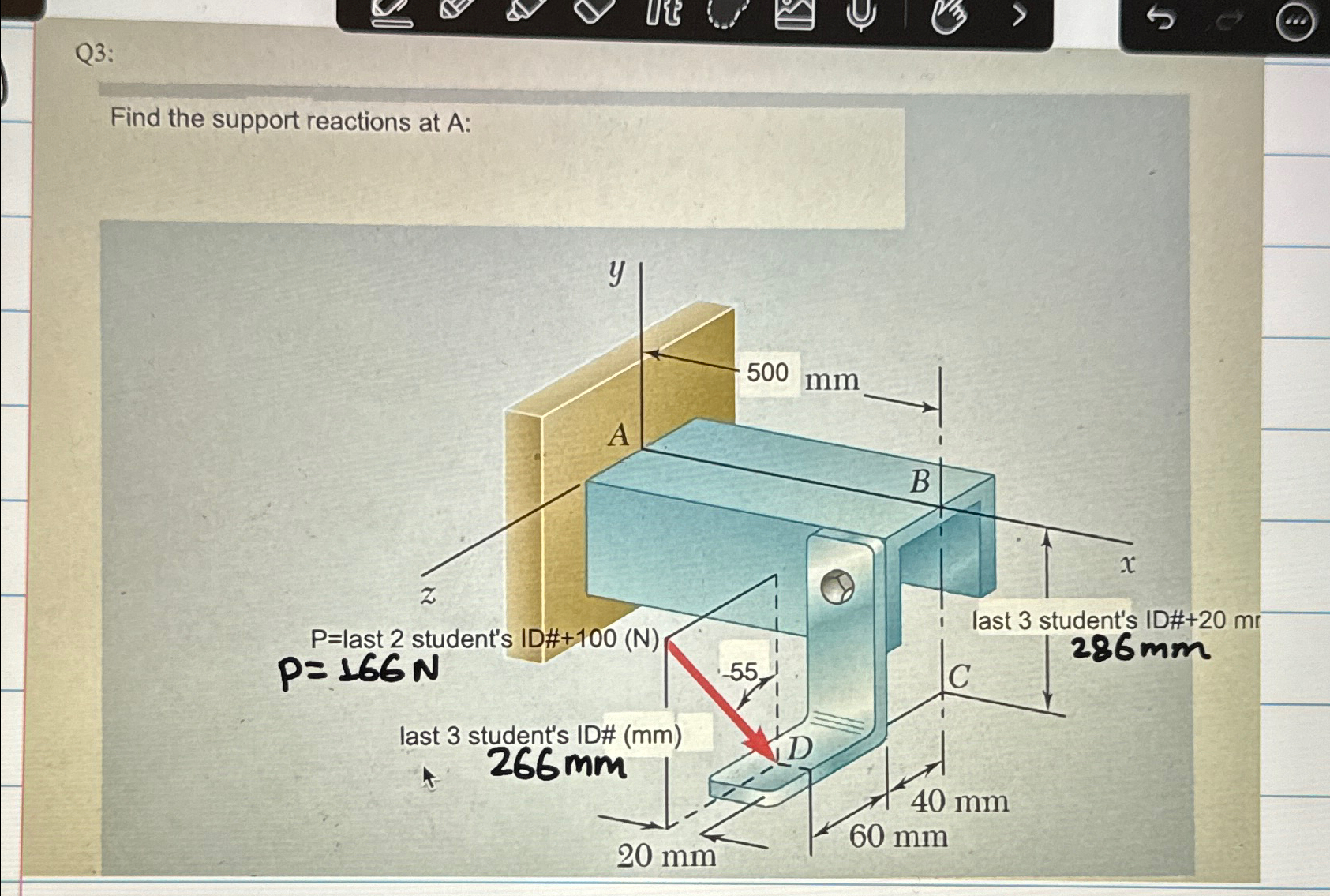 Solved Q3:Find the support reactions at A: | Chegg.com
