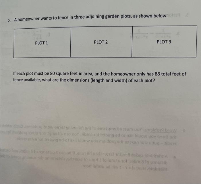 Solved b. A homeowner wants to fence in three adjoining | Chegg.com