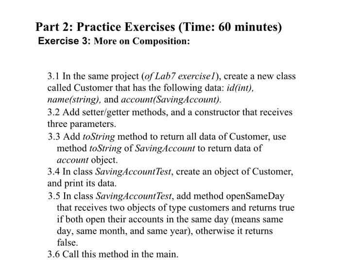 Solved Part 2: Practice Exercises (Time: 60 minutes) | Chegg.com